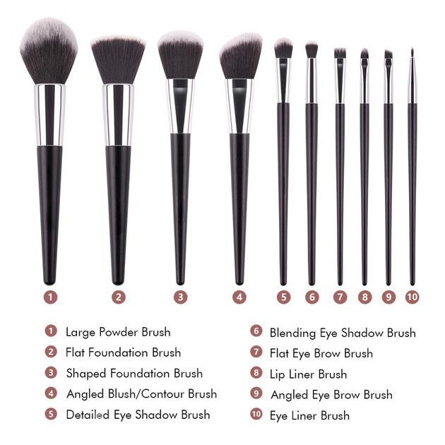 10 Piece Makeup Brush Set